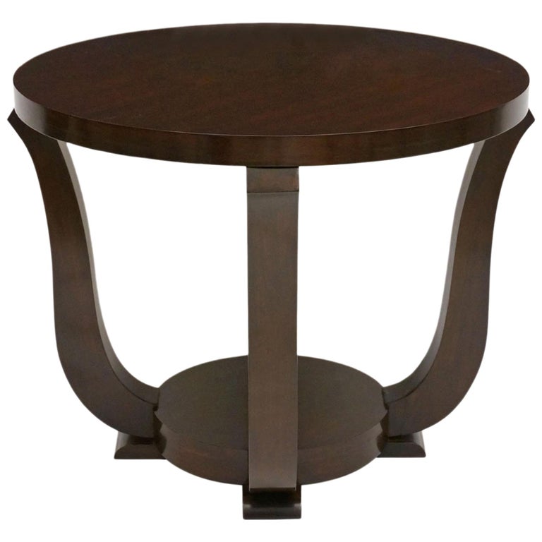 French Art Deco Circular Walnut Table with Curved Supports, circa 1940s ...