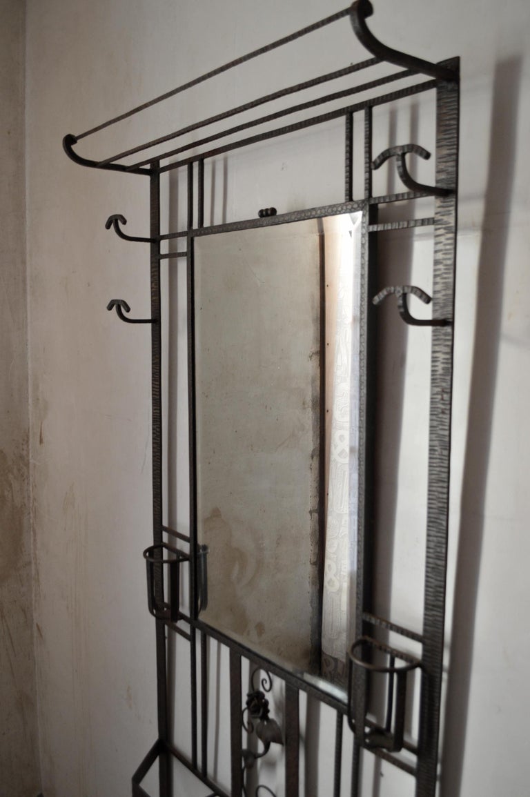 French Art Deco Coat-Rack in Wrought Iron, with Roses, circa 1930 For ...