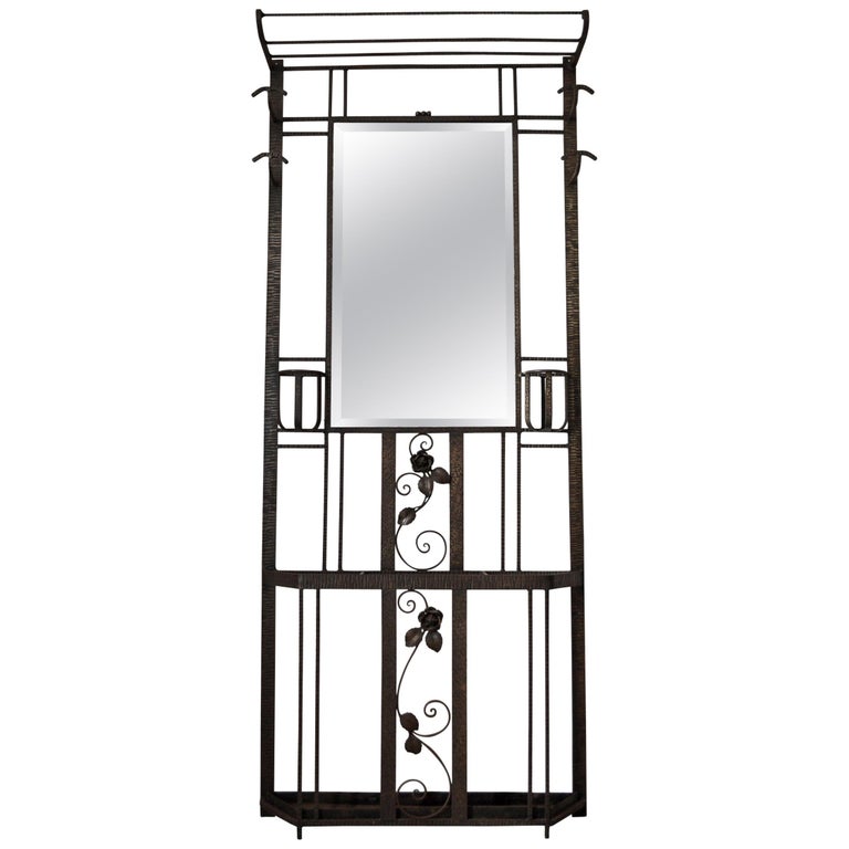 French Art Deco Coat-Rack in Wrought Iron, with Roses, circa 1930 For ...