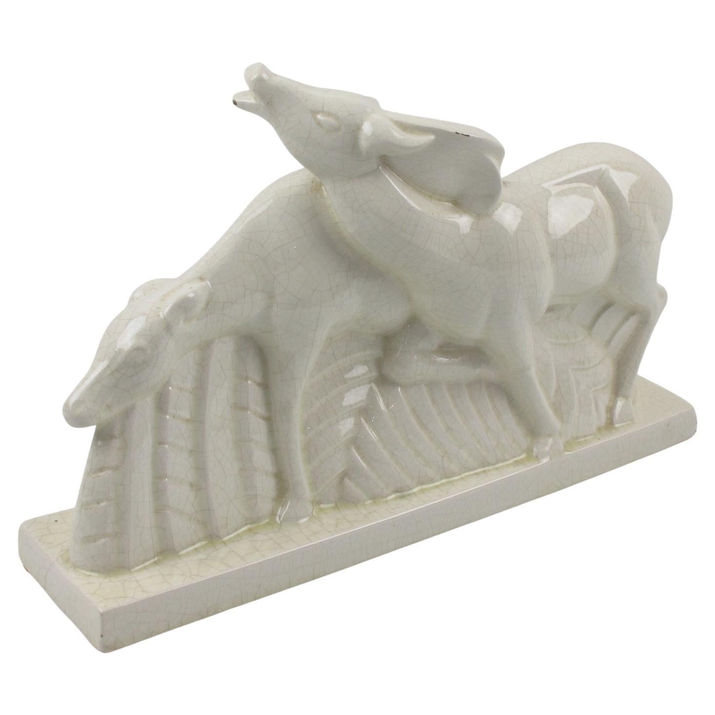 Early 20th Century French Art Deco Craquelé or Crackle Ceramic Squirrel ...