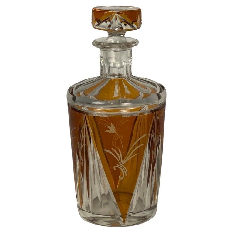 Art Deco Bohemian Glass Decanter For Sale At 1stdibs