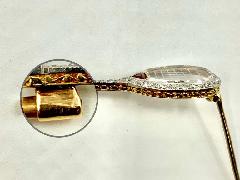French Art Deco Diamond Ruby Rock Crystal Platinum 18KGold Tennis ...