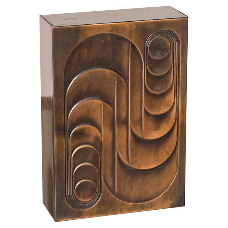 French Art Deco Dinanderie Embossed Decorative Copper Box, 1970s For ...