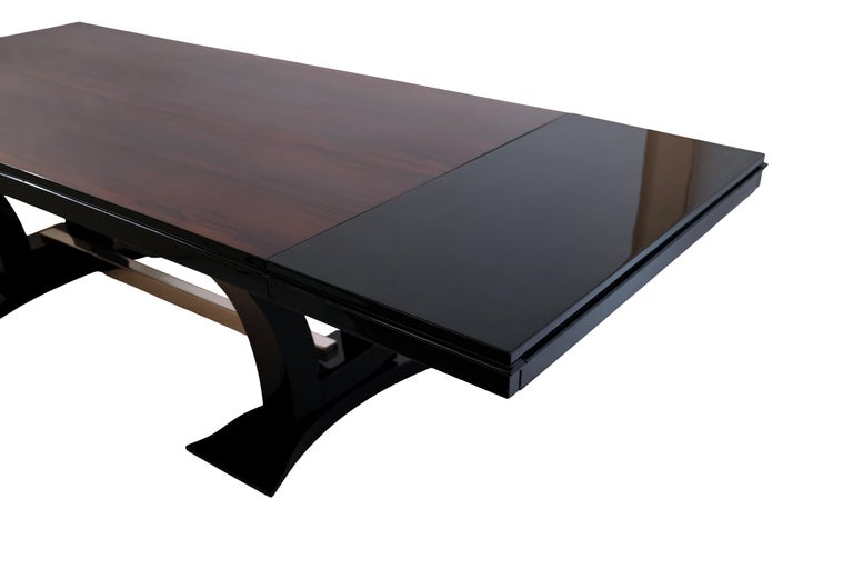 French Art Deco Dining or Conference Table on V-Shaped Legs with ...