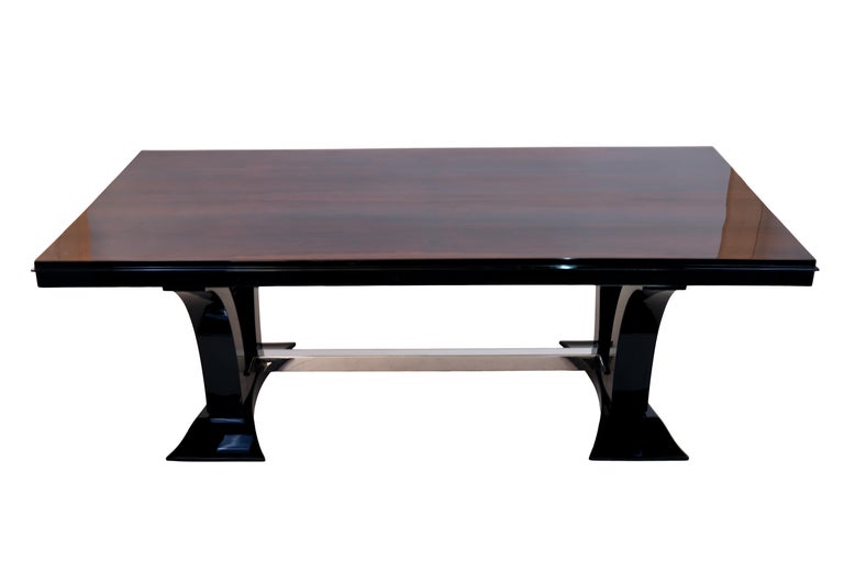 French Art Deco Dining or Conference Table on V-Shaped Legs with ...