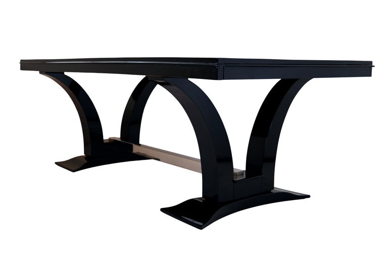 French Art Deco Dining or Conference Table on V-Shaped Legs with ...