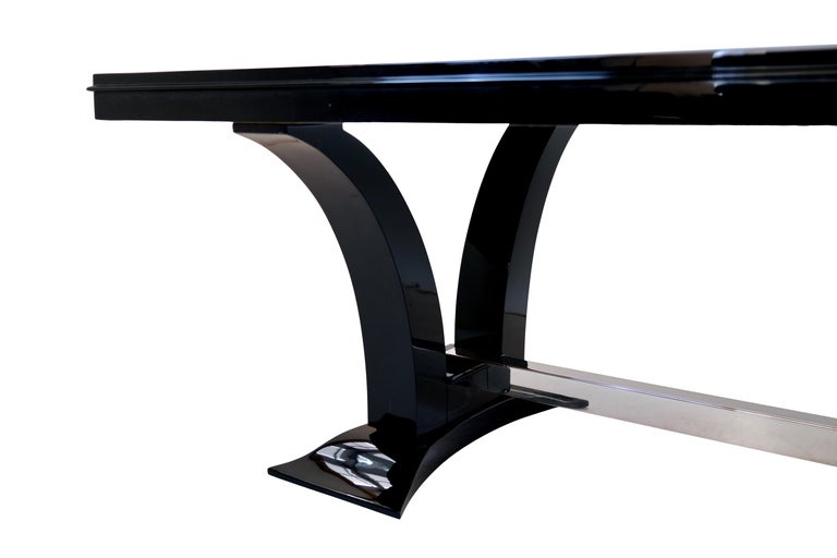 French Art Deco Dining or Conference Table on V-Shaped Legs with ...