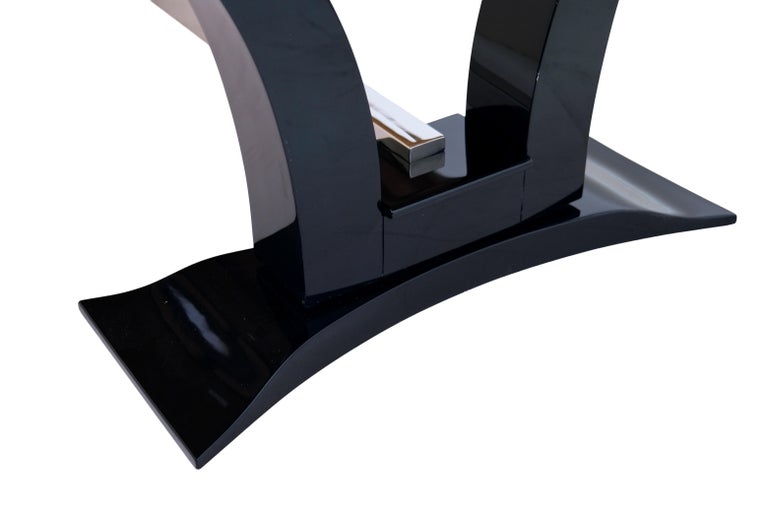 French Art Deco Dining or Conference Table on V-Shaped Legs with ...