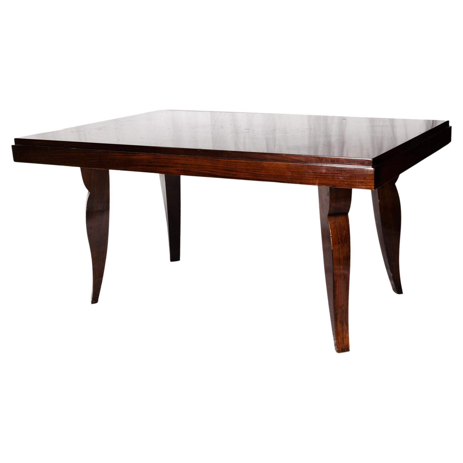 French Art Deco Dining Table Jules Leleu Style Diamond Marquetry ...