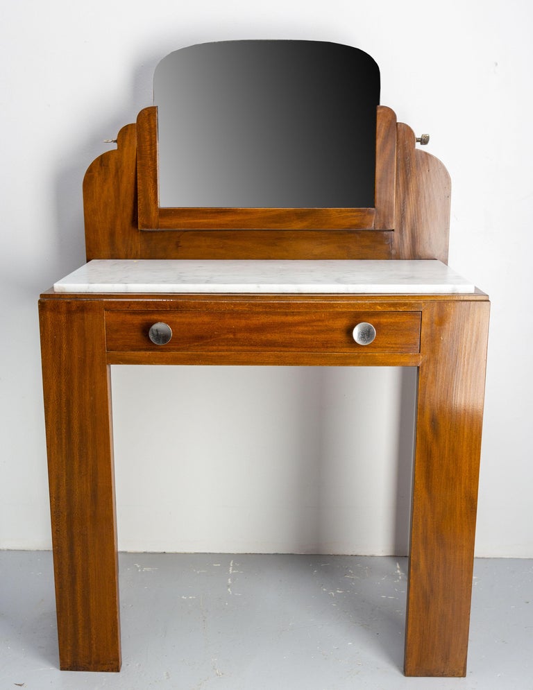 French Art Deco Dressing Table Vanity Unit Marble and Mirror, 1936 For ...
