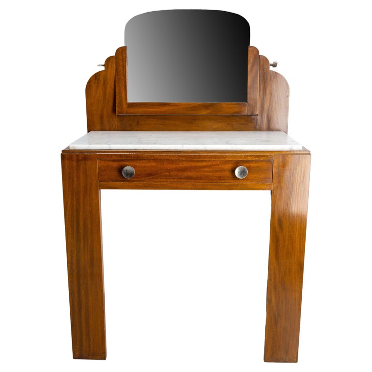 French Art Deco Dressing Table Vanity Unit Marble and Mirror, 1936 For ...