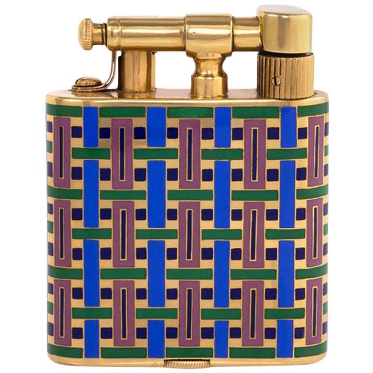 French Art Deco Enamel and Gold Hammer Lighter at 1stDibs