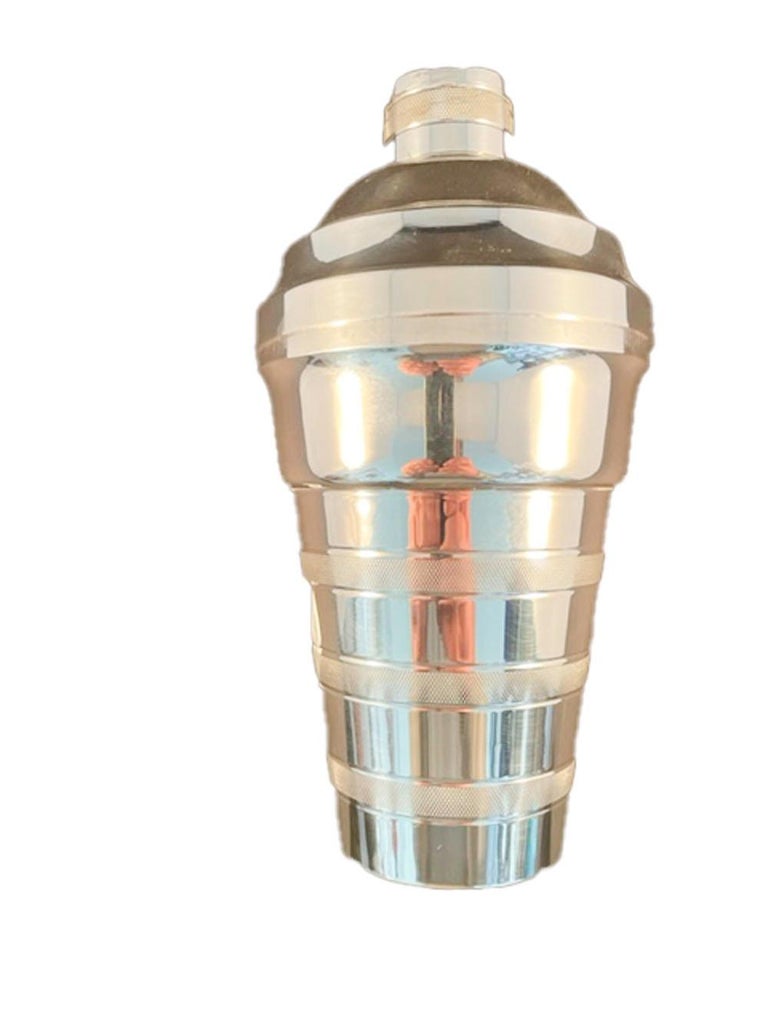 French Art Deco Engine Turned Silver Plate Cocktail Shaker For Sale at ...