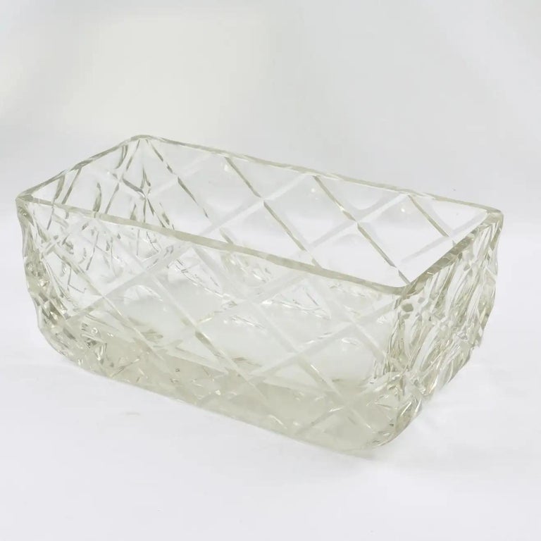 French Art Deco Etched Crystal Centerpiece Bowl Vase Planter For Sale ...