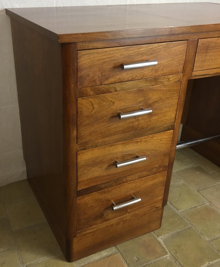 French Art Deco Five-Drawer Desk and Armchair Set For Sale at 1stDibs