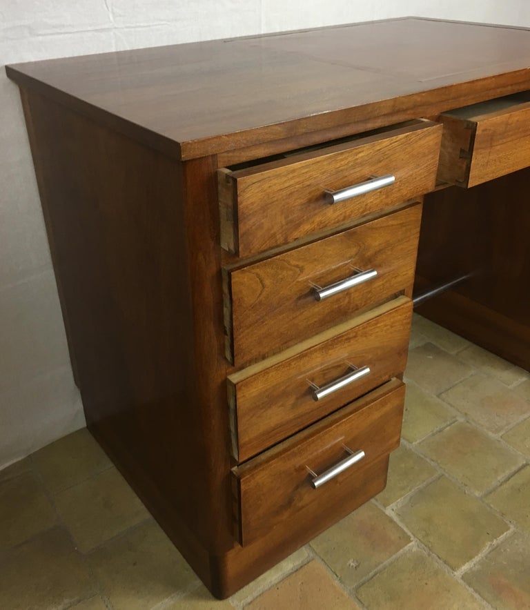 French Art Deco Five-Drawer Desk and Armchair Set For Sale at 1stDibs