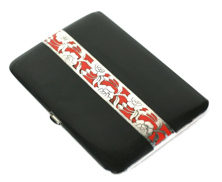 French Art Deco Floral Motif Lacquer Case at 1stDibs