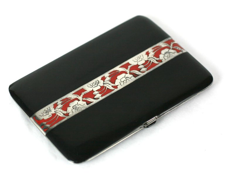 French Art Deco Floral Motif Lacquer Case at 1stDibs