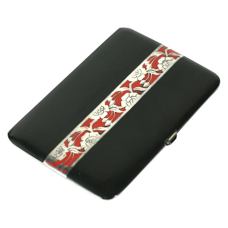 French Art Deco Floral Motif Lacquer Case at 1stDibs