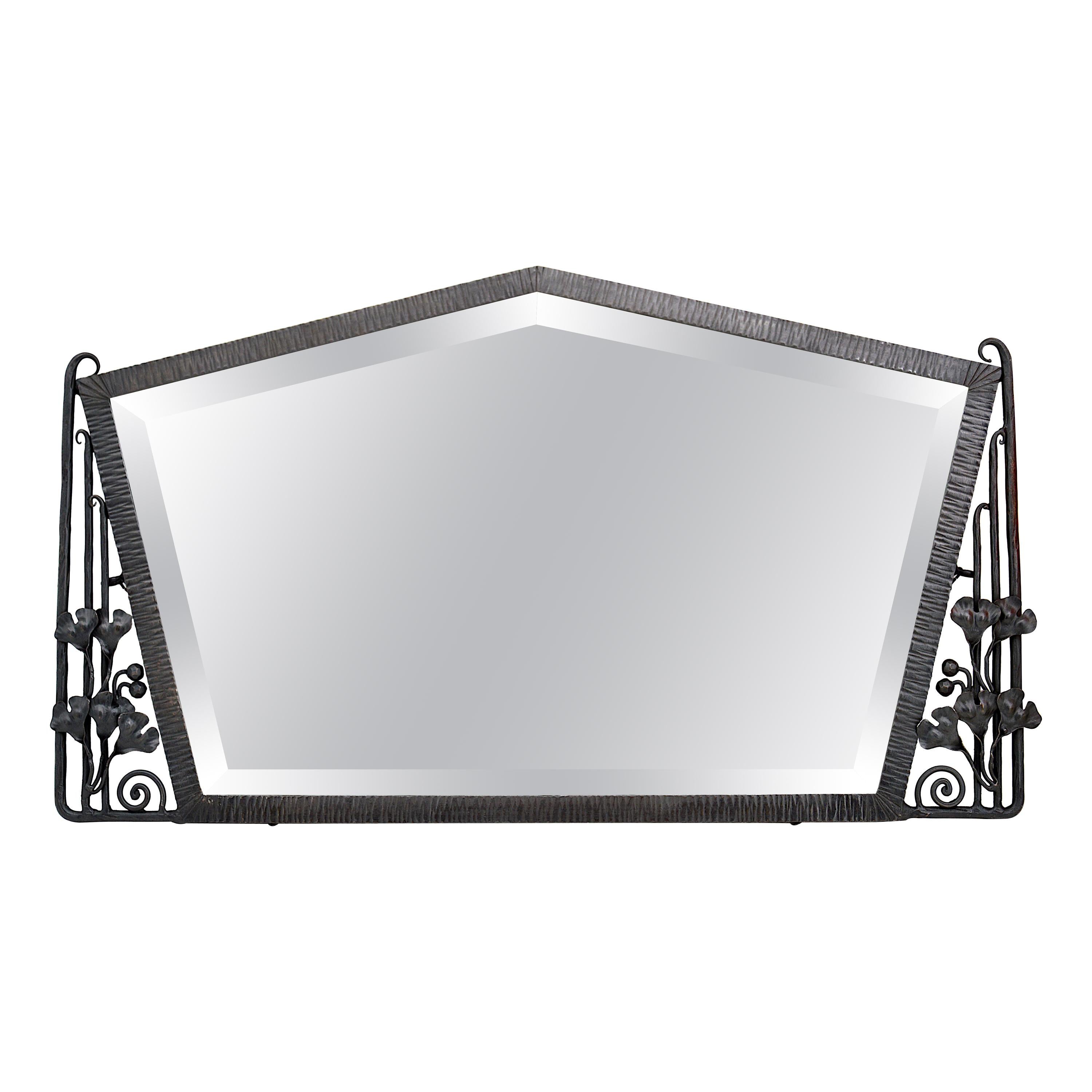French Art Deco Nickel-Plated Wall Mirror For Sale at 1stDibs