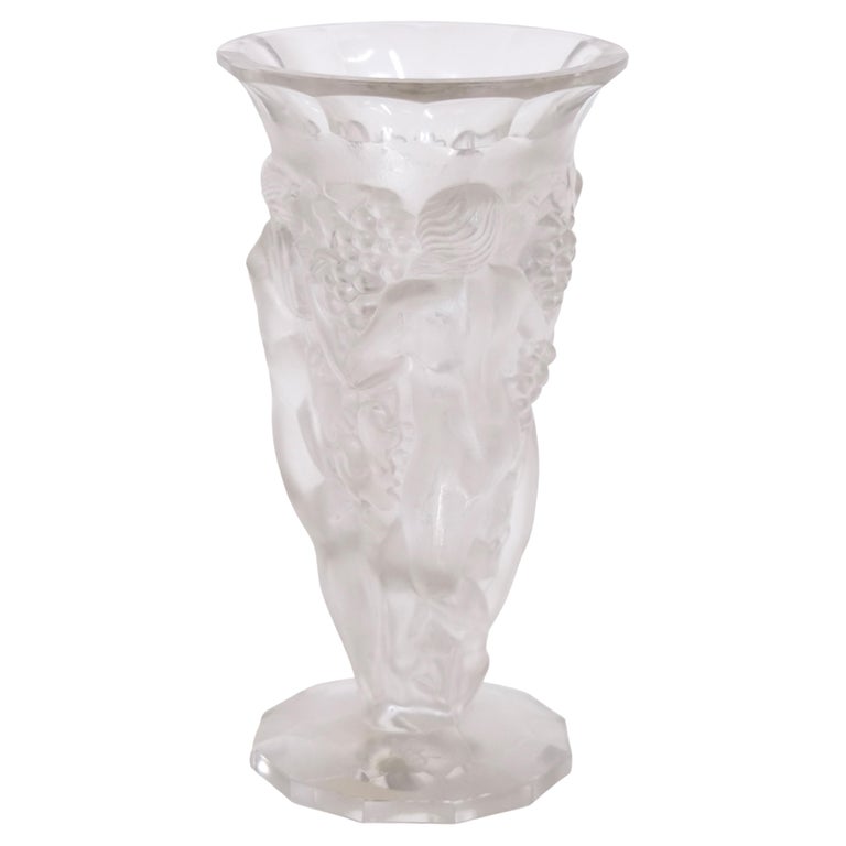 French Art Deco Glass Vase with Dancer Figures All Around by Verlys ...