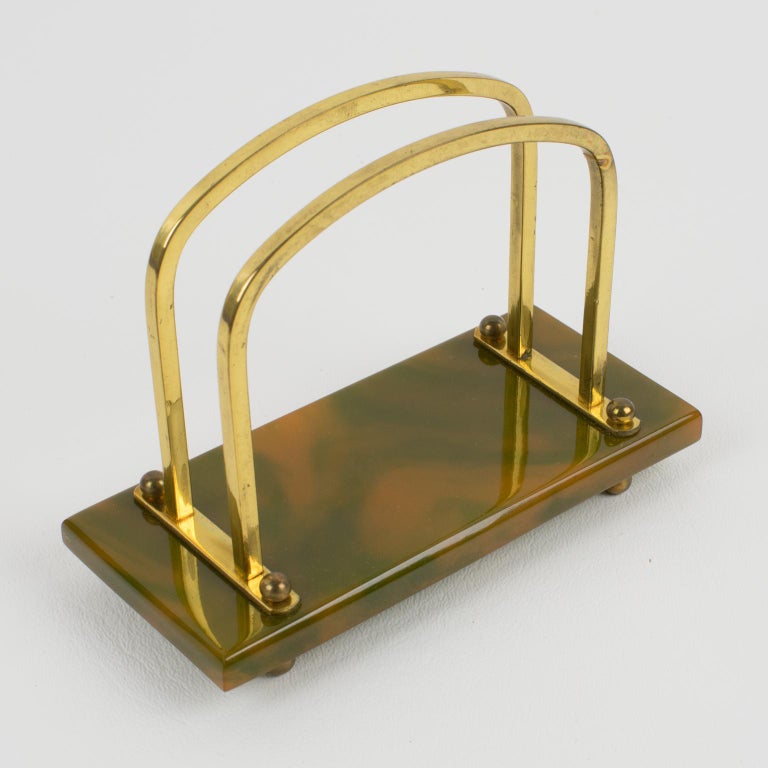 French Art Deco Green Catalin Bakelite Desk Set, 6 pieces at 1stDibs