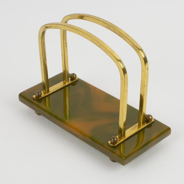 French Art Deco Green Catalin Bakelite Desk Set, 6 pieces at 1stDibs