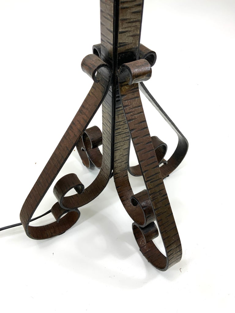 French Art Deco Hand-Hammered Wrought Iron (Fer Forgé Martelé) Floor ...