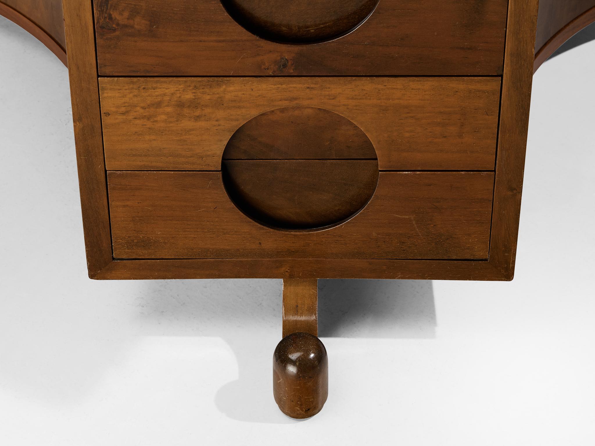 French Art Deco Hexagonal Desk in Walnut For Sale at 1stDibs