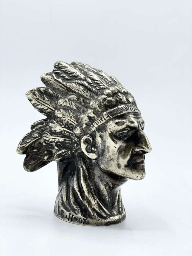 French Art Deco Indian Car Mascot by Ruffoni, 1930 For Sale at 1stDibs