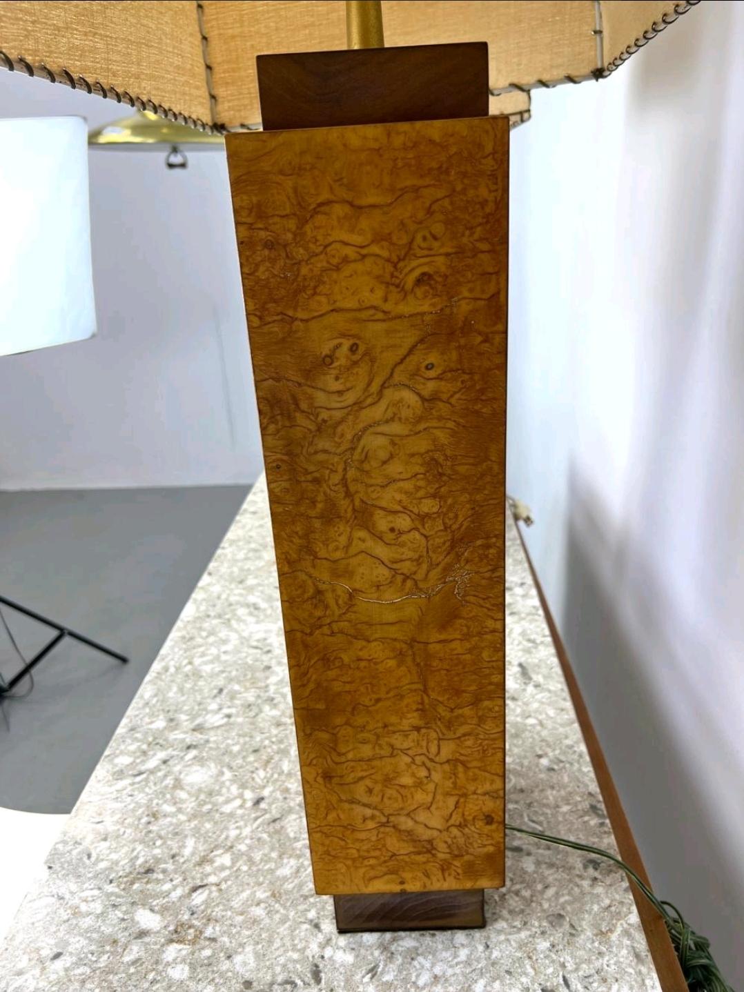 French Art Deco Inlaid Burl Lamps a Pair For Sale at 1stDibs