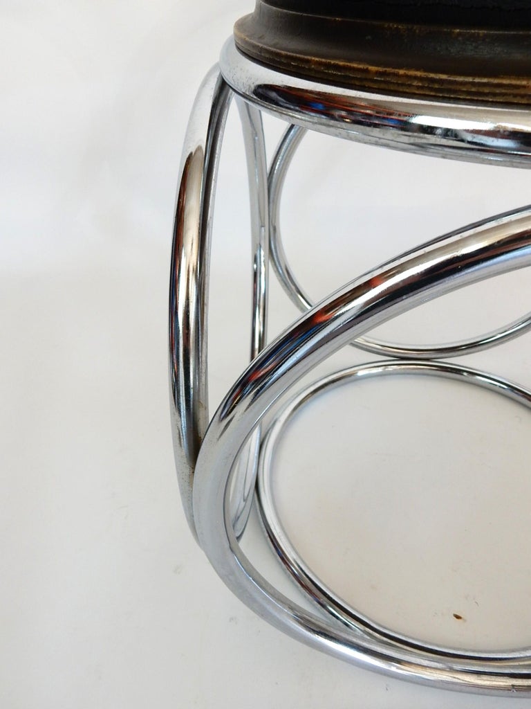 French Art Deco Jean-Pierre Laporte Design Tubular Circle Stool or ...