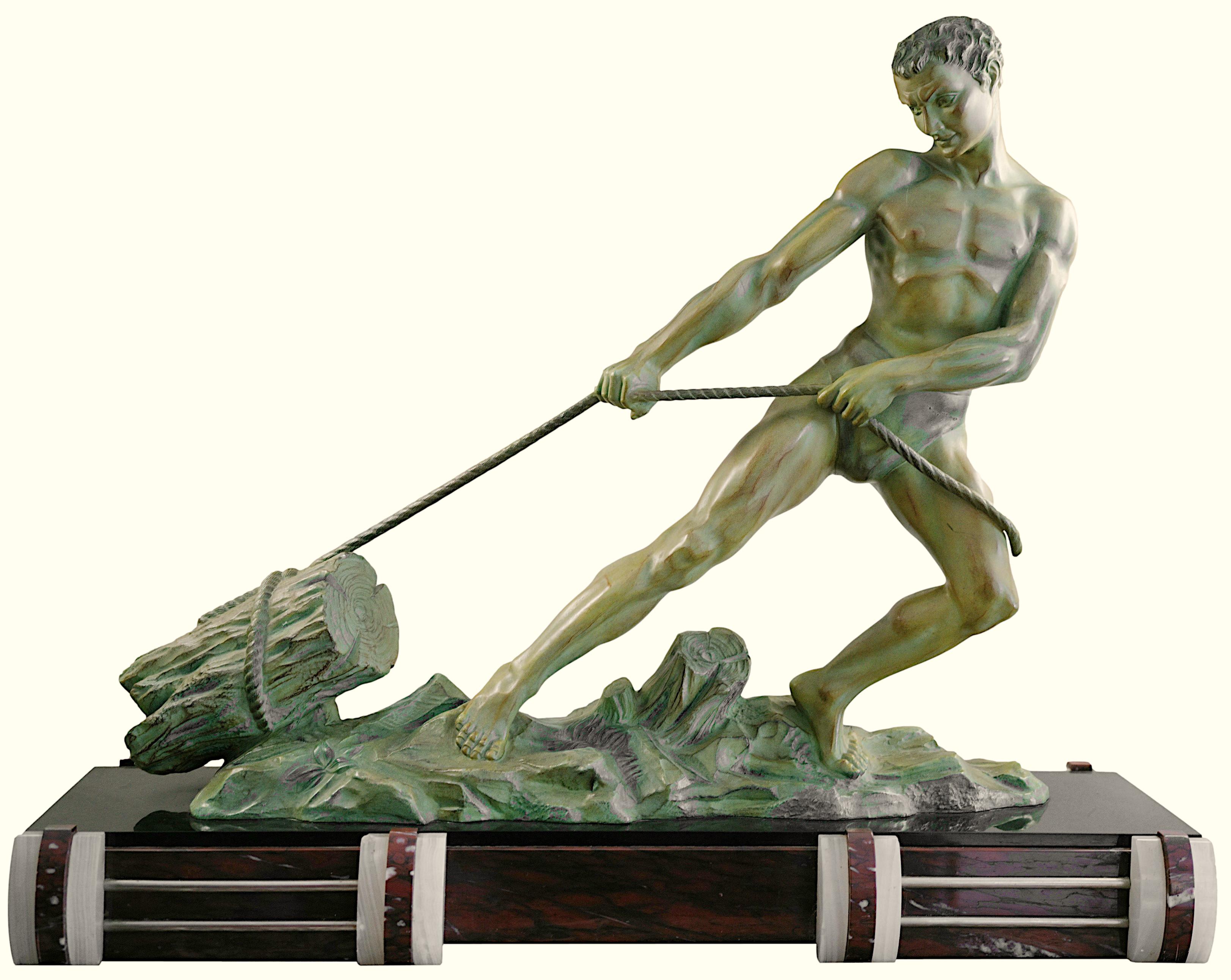 French Art Deco Lumberjack Sculpture, Ca.1925 For Sale at 1stDibs