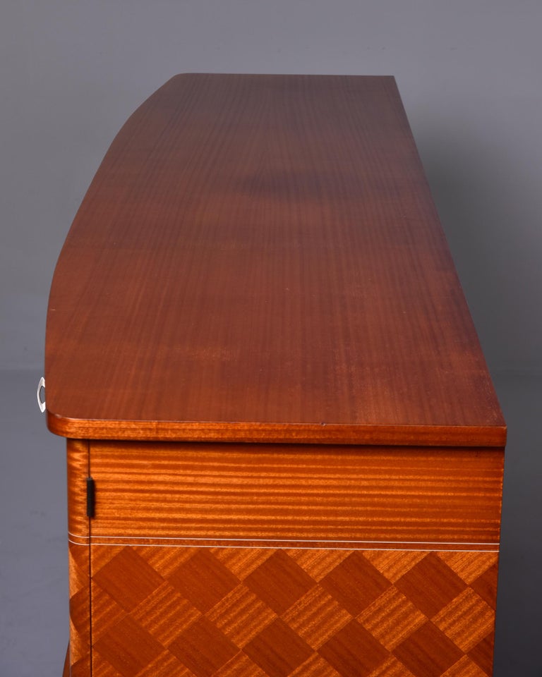 French Art Deco Mahogany Buffet Sideboard Credenza with Checkerboard ...