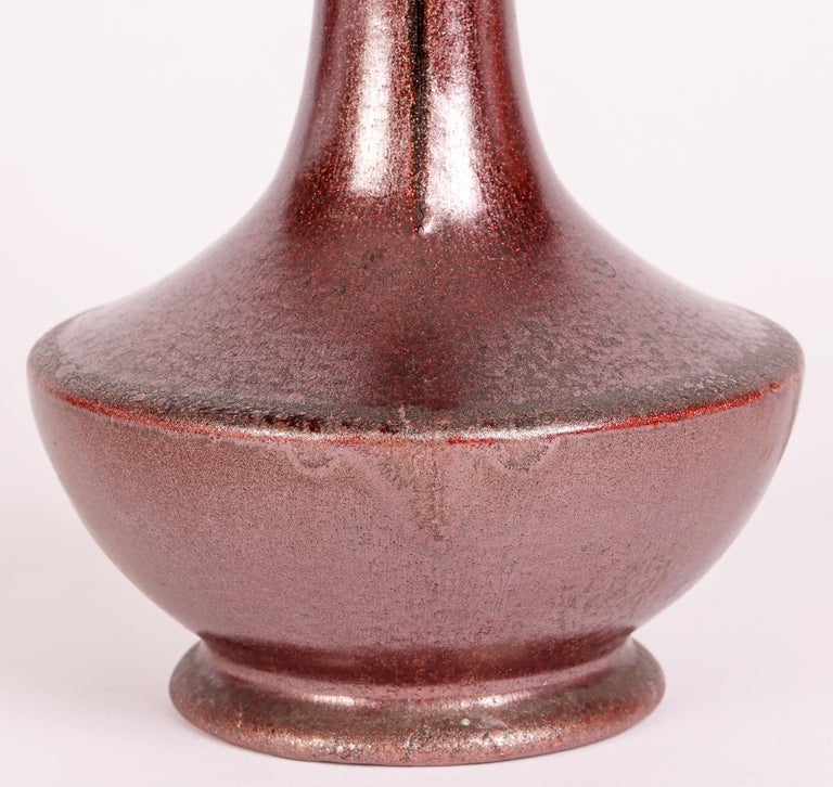 French Art Deco Metallic and Drip Glazed Studio Art Pottery Vase For ...