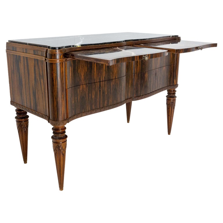 French Art Deco Meuble De Metier Chest of Drawers Marble Top and Pull ...