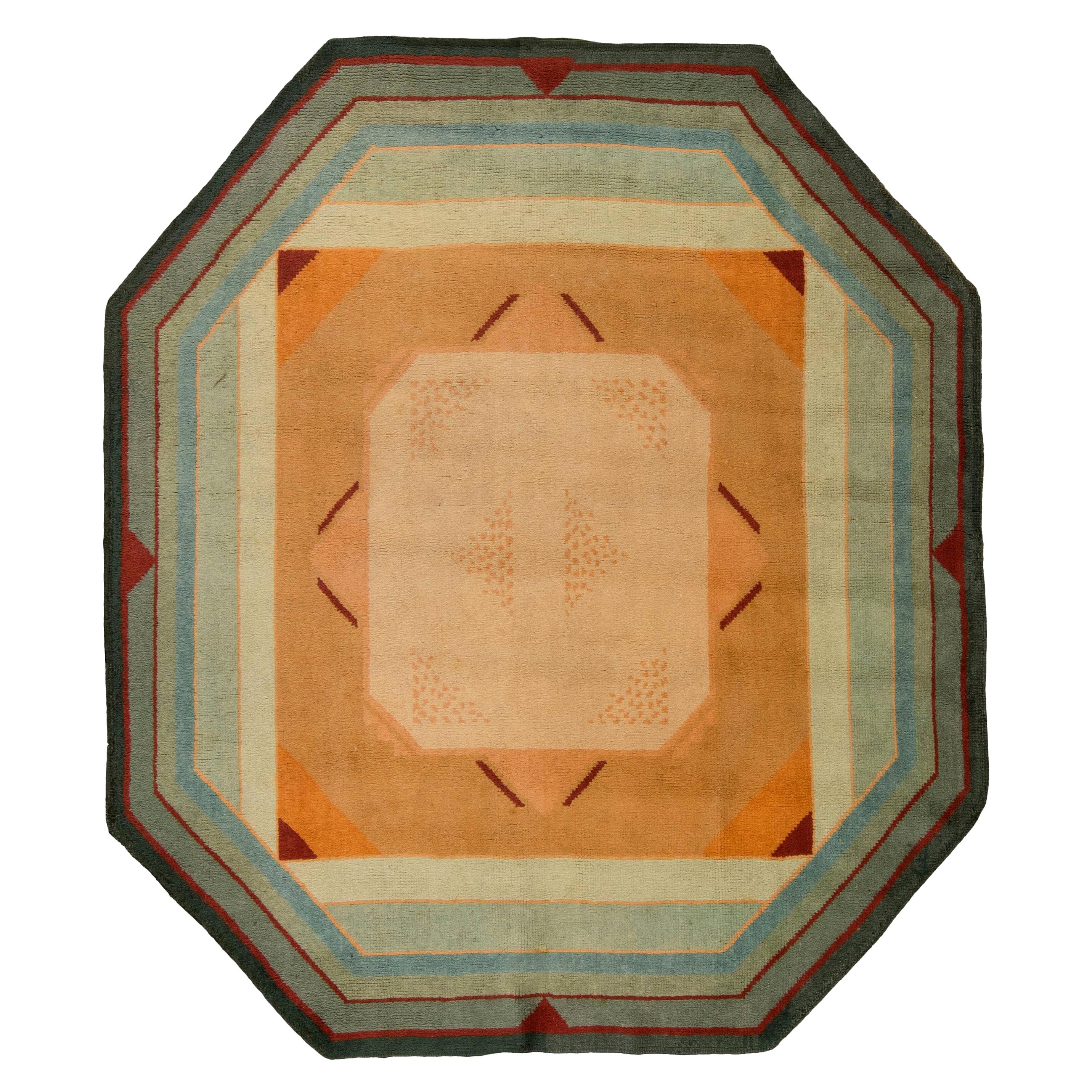Gold, Red and Green Pattern Rug For Sale at 1stdibs