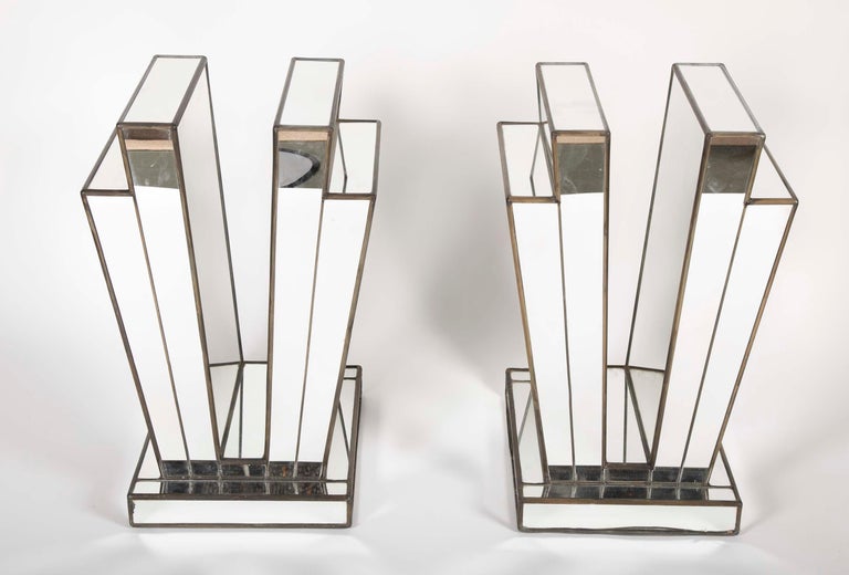 French Art Deco Mirrored Glass and Lead Console Table For Sale at ...