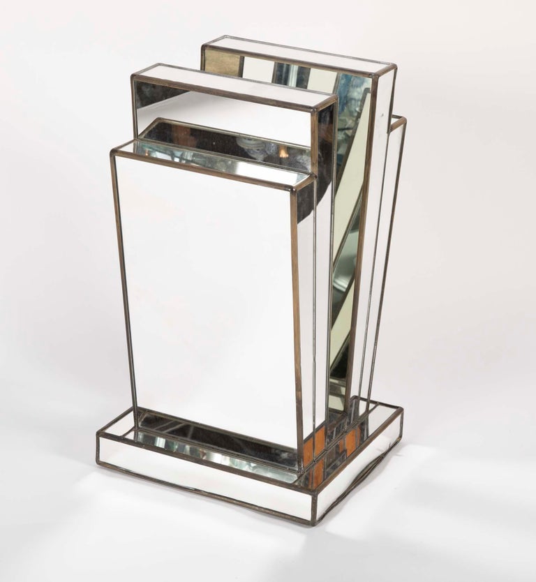 French Art Deco Mirrored Glass and Lead Console Table For Sale at ...
