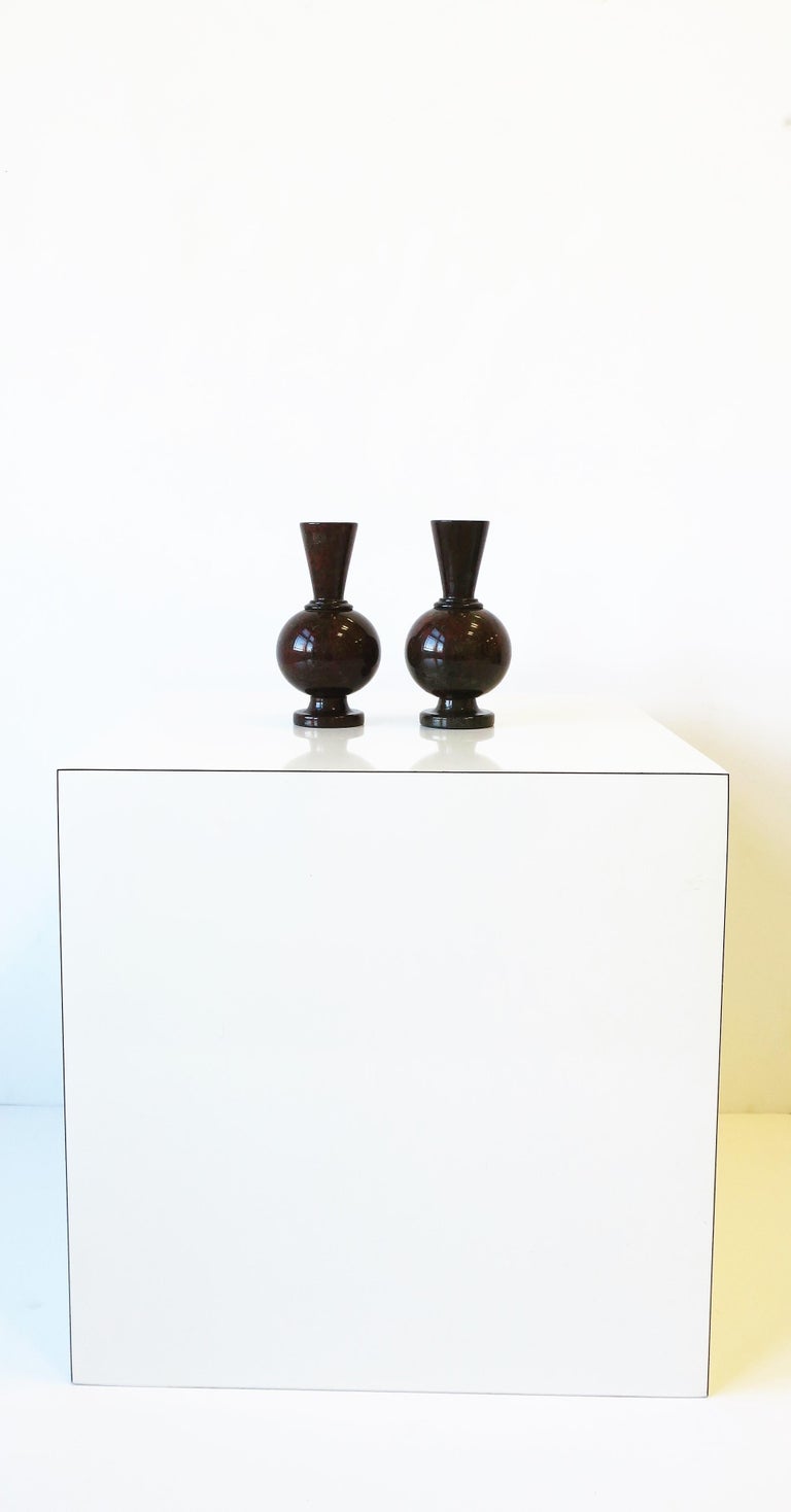 French Art Deco Modern Marble Stone Vases, Pair For Sale at 1stDibs