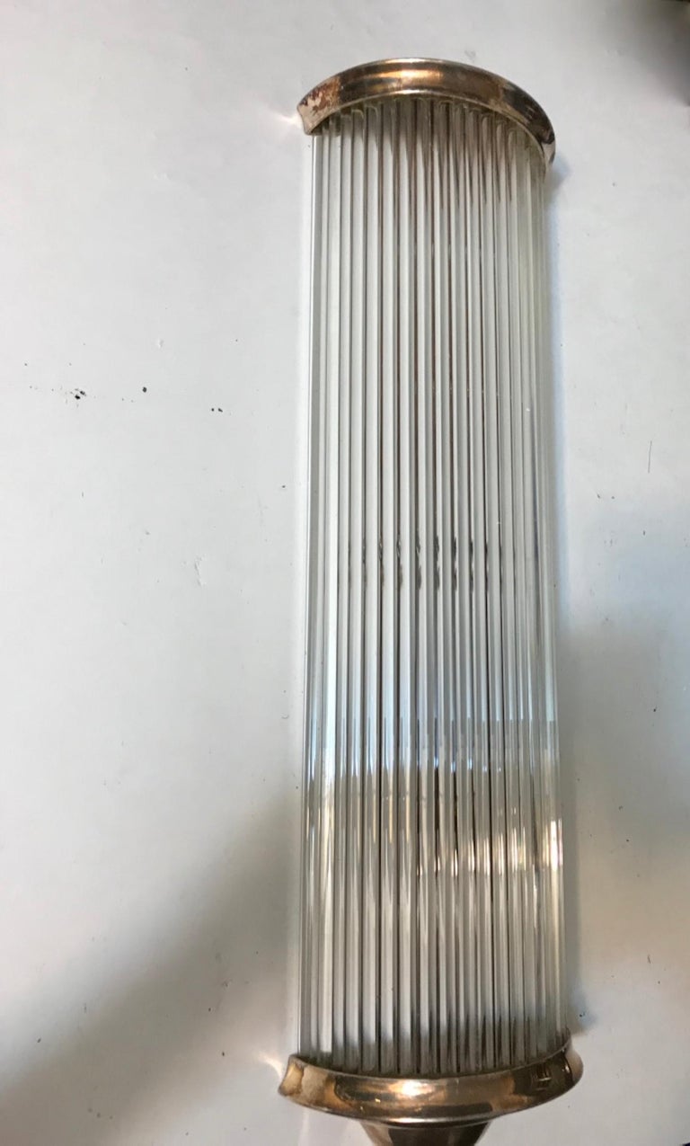 French Art Deco Modernist Clear Glass Rod Sconces by Petitot For Sale ...