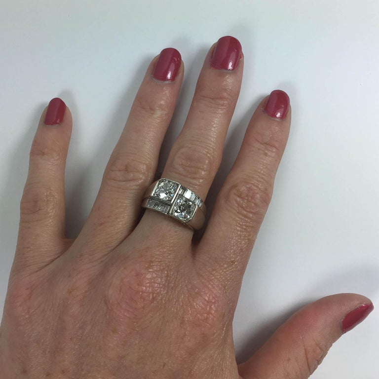 French Art Deco Modernist Diamond Platinum Crossover Ring at 1stDibs ...