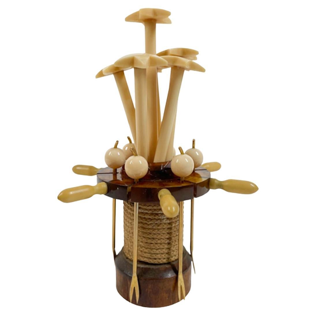 French Art Deco Nautical Themed Bakelite Cocktail Pick and Muddler Set ...