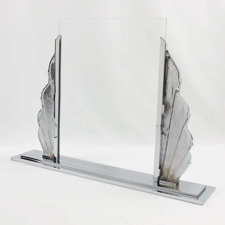 French Art Deco Oversized Chrome Picture Frame For Sale at 1stDibs