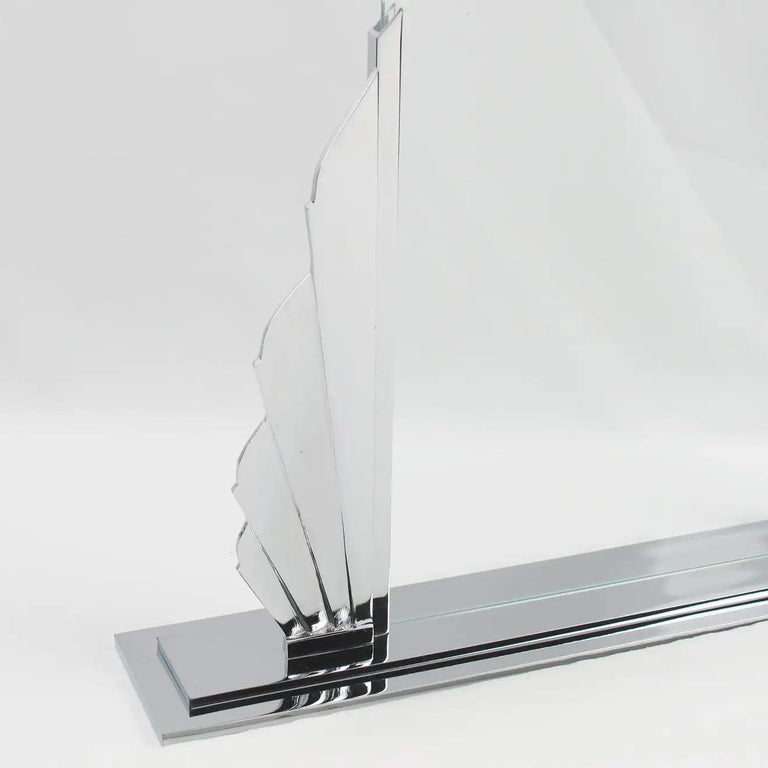 French Art Deco Oversized Chrome Picture Frame For Sale at 1stDibs