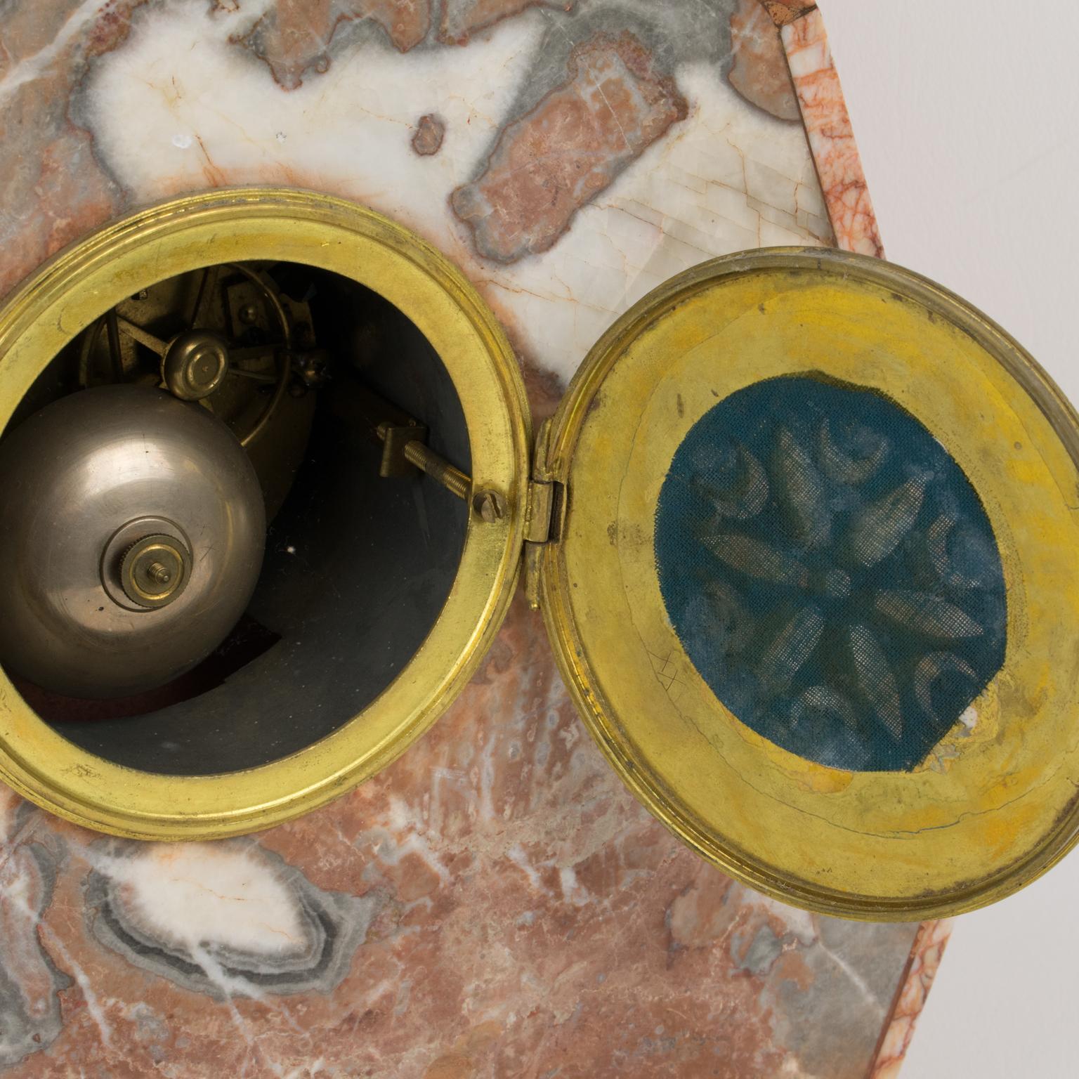 French Art Deco Pink Marble Mantel Clock at 1stDibs