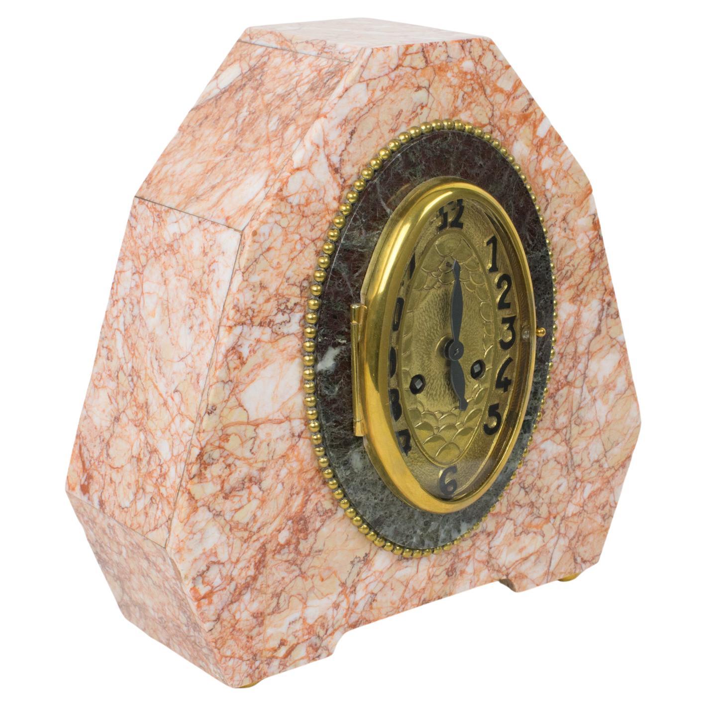 Art Deco Pink Champagne Glass Mantel Clock at 1stDibs