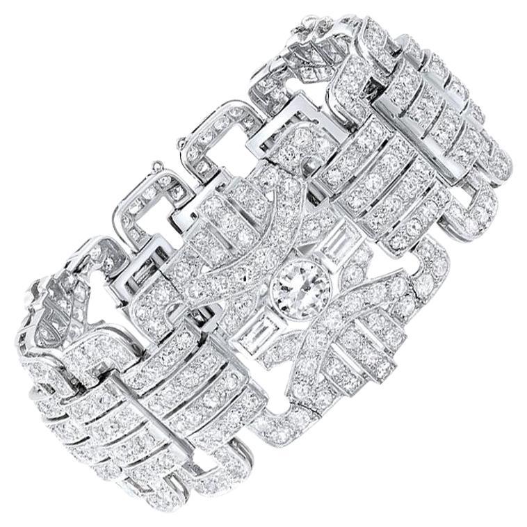 1925 French Art Deco Diamond Platinum Bracelet at 1stDibs