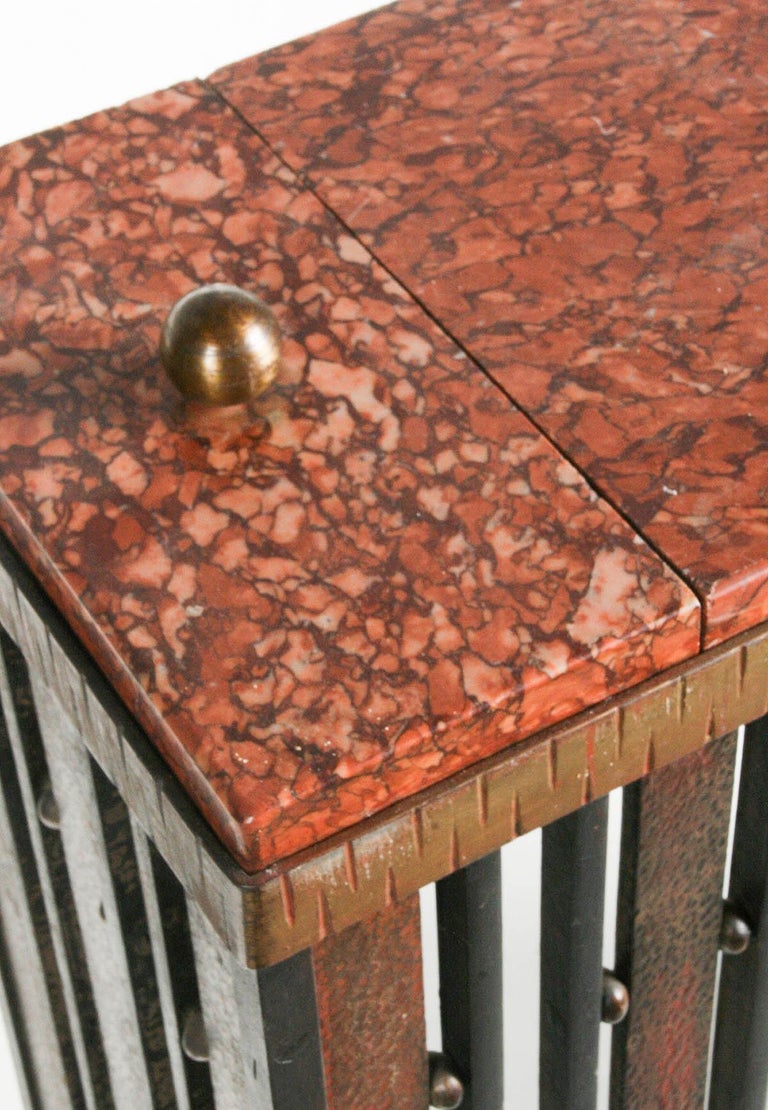 French Art Deco Radiator Cover, Wrought Iron with 'Rouge de Vérone ...