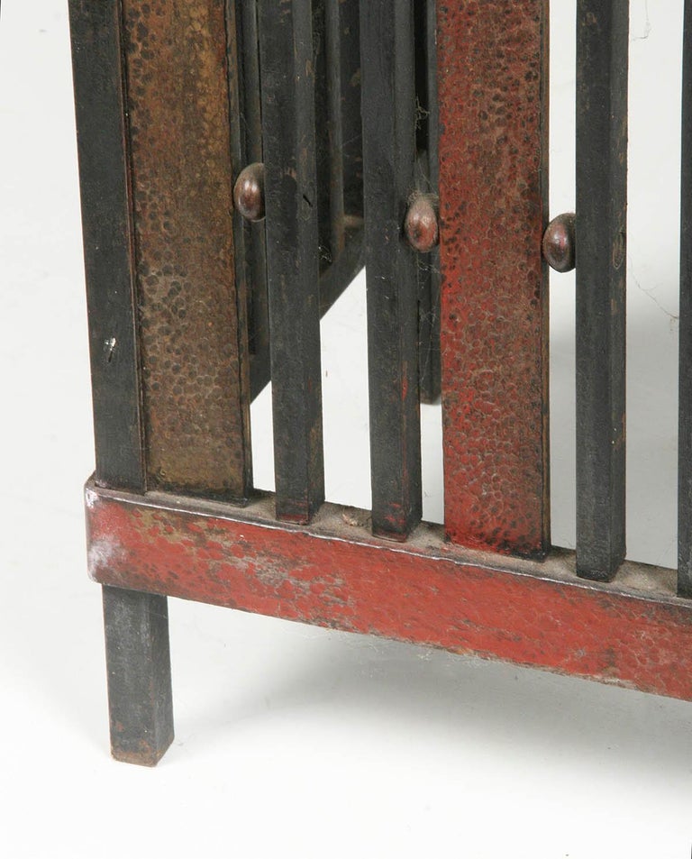 French Art Deco Radiator Cover, Wrought Iron with 'Rouge de Vérone ...